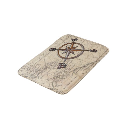 Nautical Compass Bathroom Mat | Zazzle