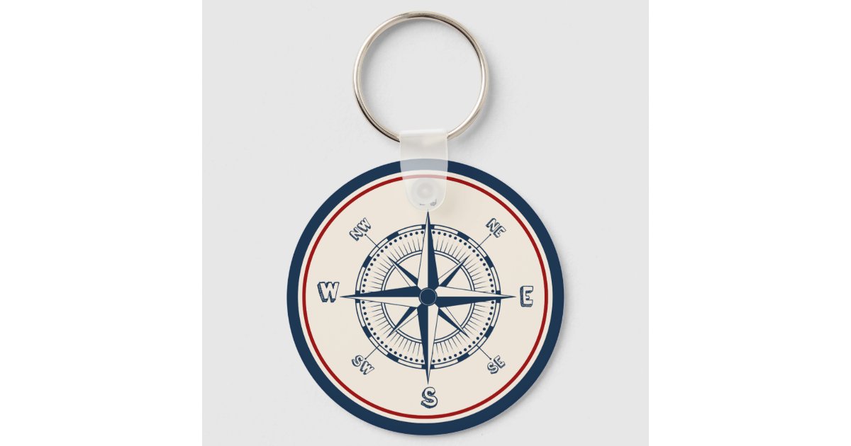 Nautical Compass Keychain | Zazzle