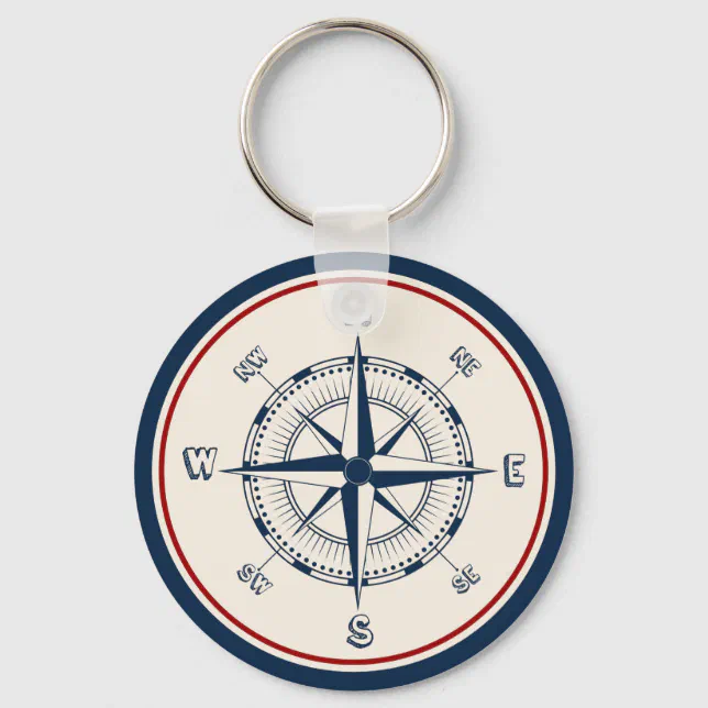 Nautical Compass Keychain | Zazzle