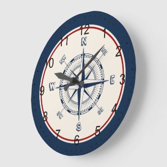 Nautical Compass Large Clock | Zazzle