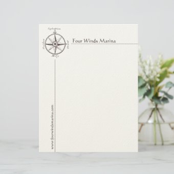 Nautical Compass Letterhead for Marina, Yacht Club | Zazzle