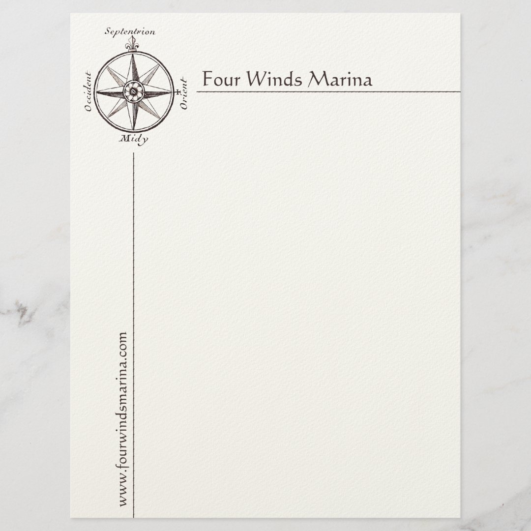 Nautical Compass Letterhead for Marina, Yacht Club | Zazzle