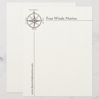 Nautical Compass Letterhead for Marina, Yacht Club | Zazzle