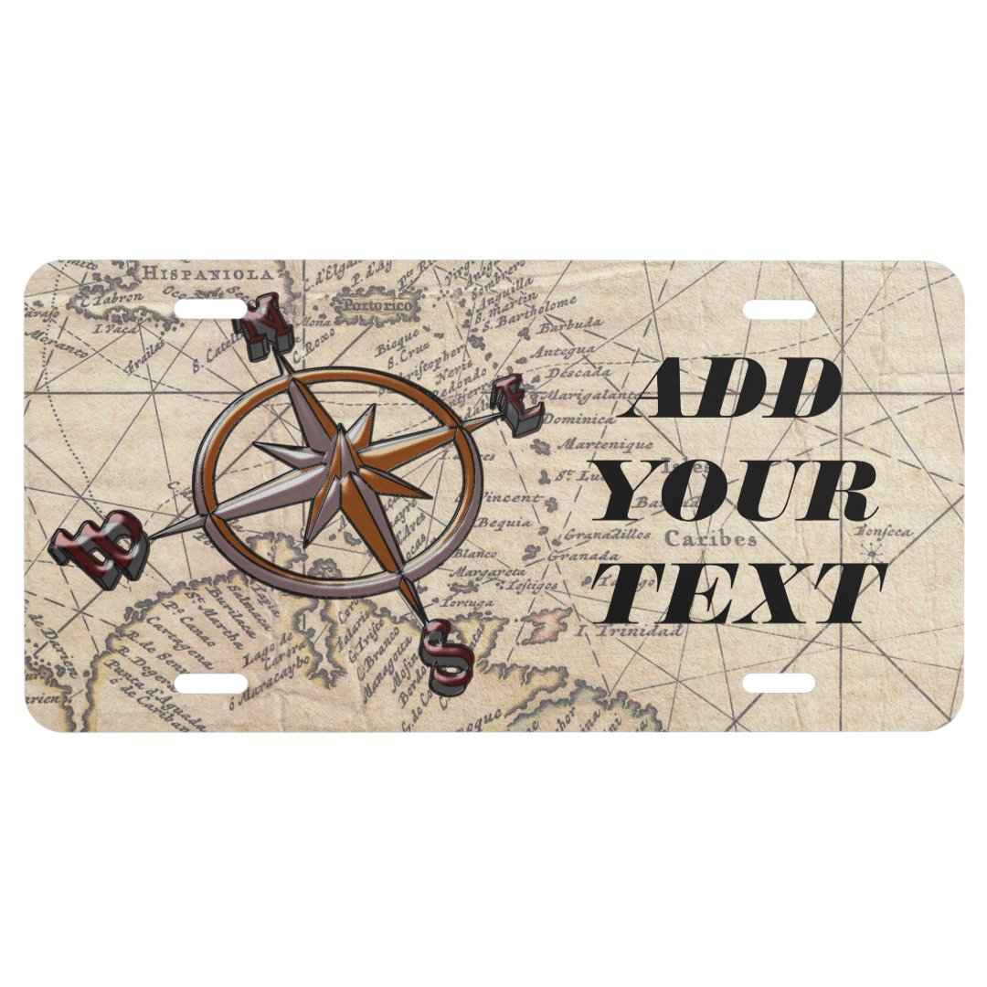 Nautical Compass License Plate | Zazzle