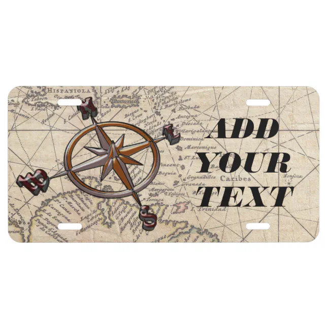 Nautical Compass License Plate | Zazzle