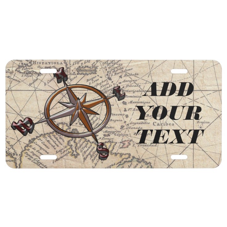 Nautical Compass License Plate | Zazzle