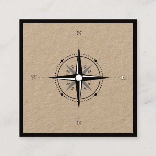 Nautical Compass Premium Kraft Square Business Card | Zazzle