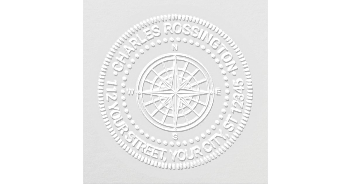 Nautical Compass Rose #4 Name Return Address Embosser | Zazzle
