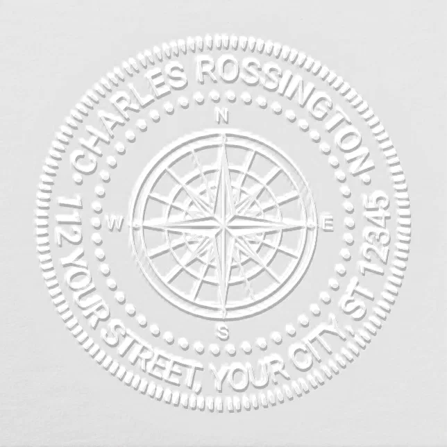 Nautical Compass Rose #4 Name Return Address Embosser | Zazzle
