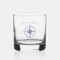 Nautical Compass Rose Navy Blue Family Name Whiskey Glass | Zazzle