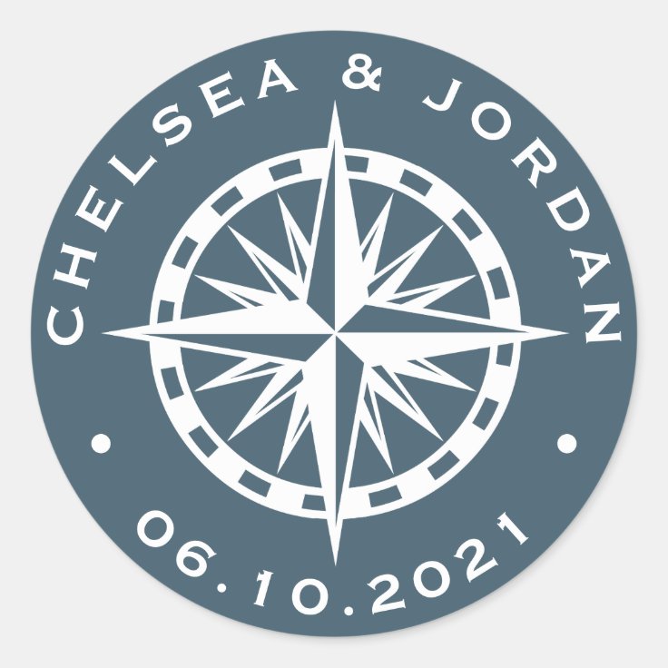 Nautical Compass Rose | Personalized Classic Round Sticker | Zazzle