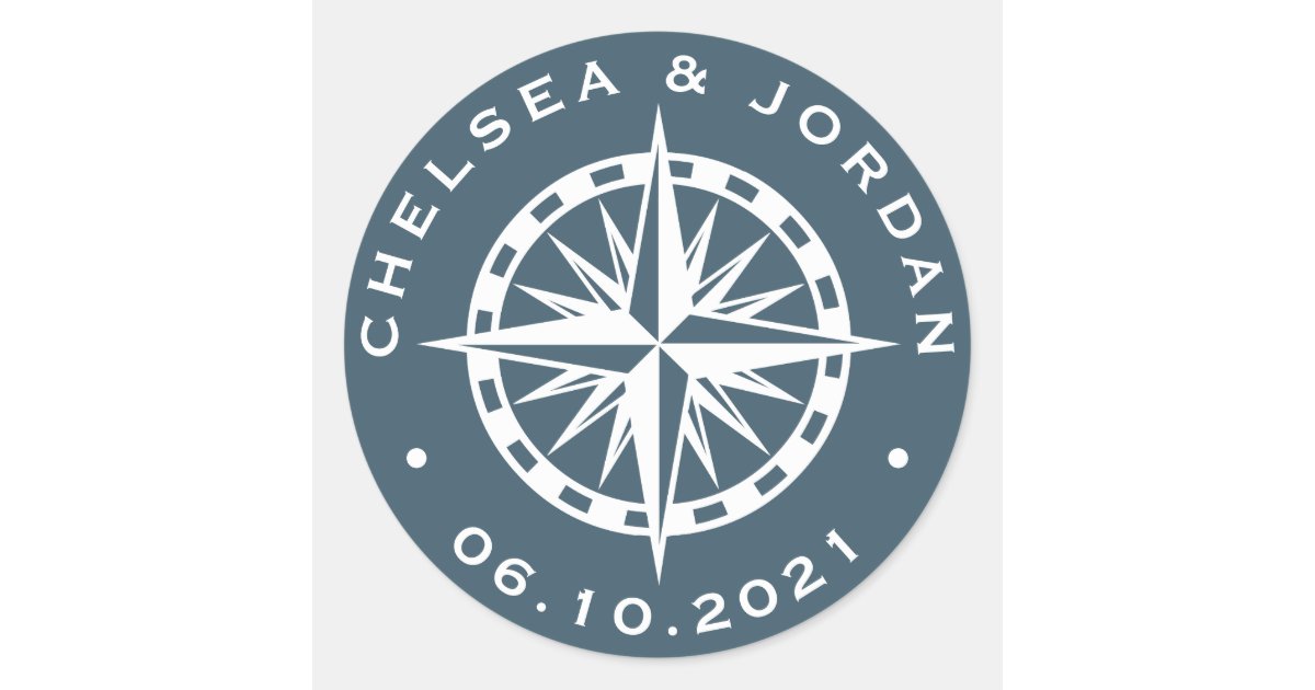 Nautical Compass Rose | Personalized Classic Round Sticker | Zazzle