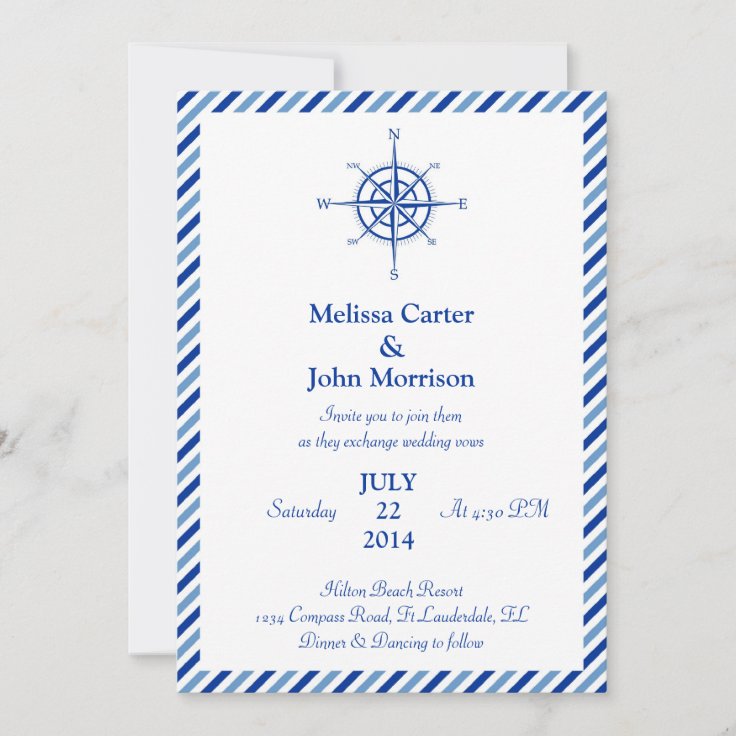Nautical Compass Wedding Invitation | Zazzle