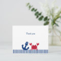 Nautical Crab Flat Thank You Note Cards | Zazzle