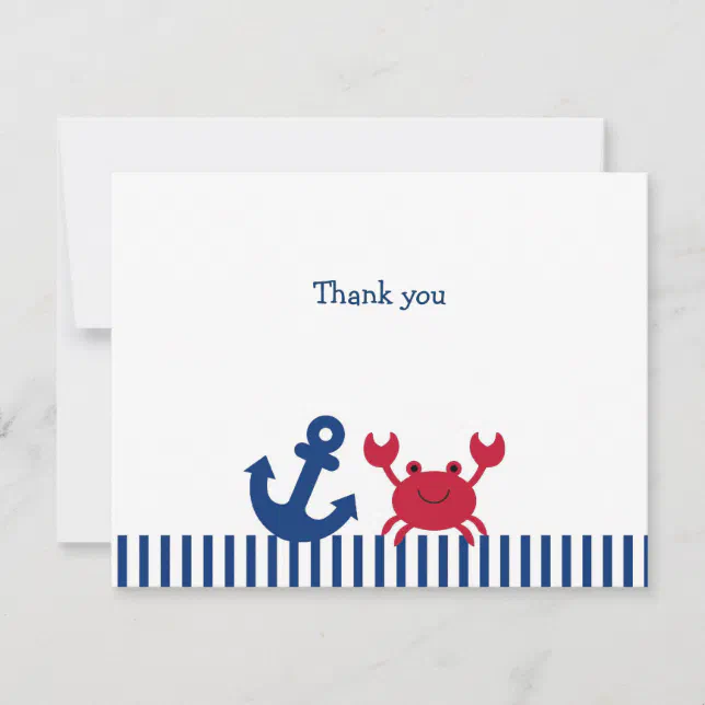 Nautical Crab Flat Thank You Note Cards | Zazzle