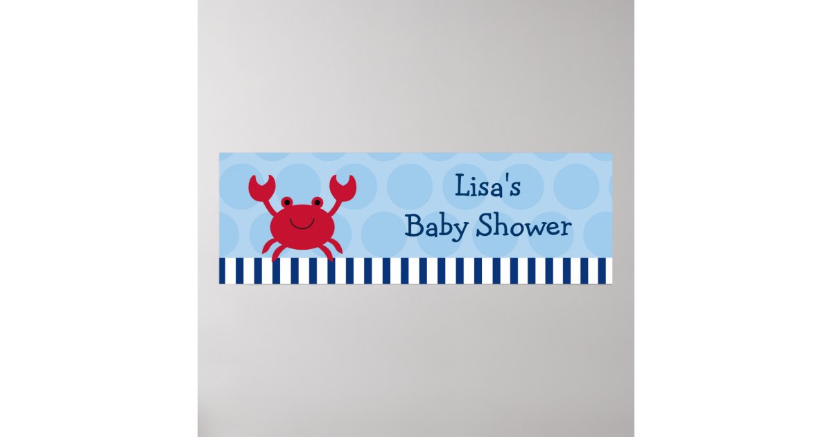 Nautical Crab Personalized Banner Sign | Zazzle