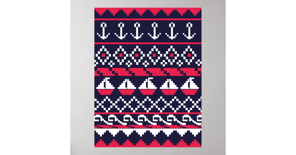Nautical Cross stitch Poster | Zazzle