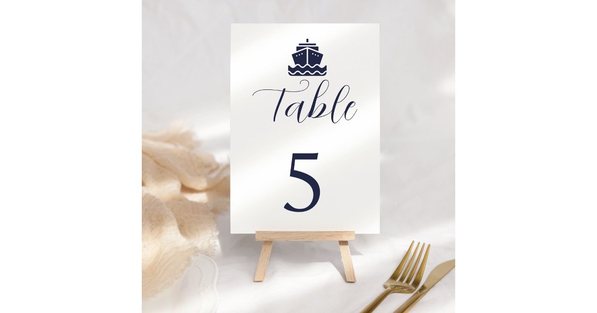 Nautical Cruise Ship Boat wedding Table Number | Zazzle