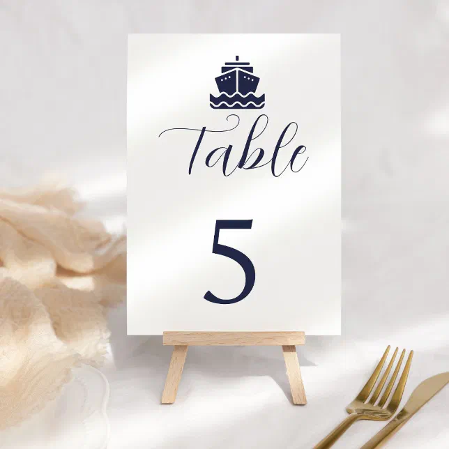 Nautical Cruise Ship Boat wedding Table Number | Zazzle