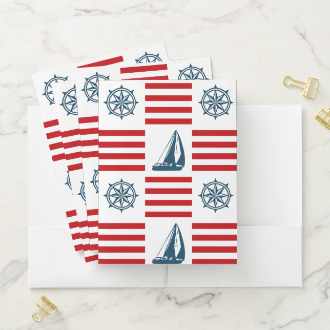 Nautical design pocket folder | Zazzle