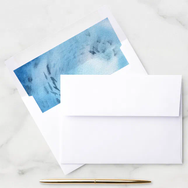 Nautical Fish Wedding Envelope Liner | Zazzle