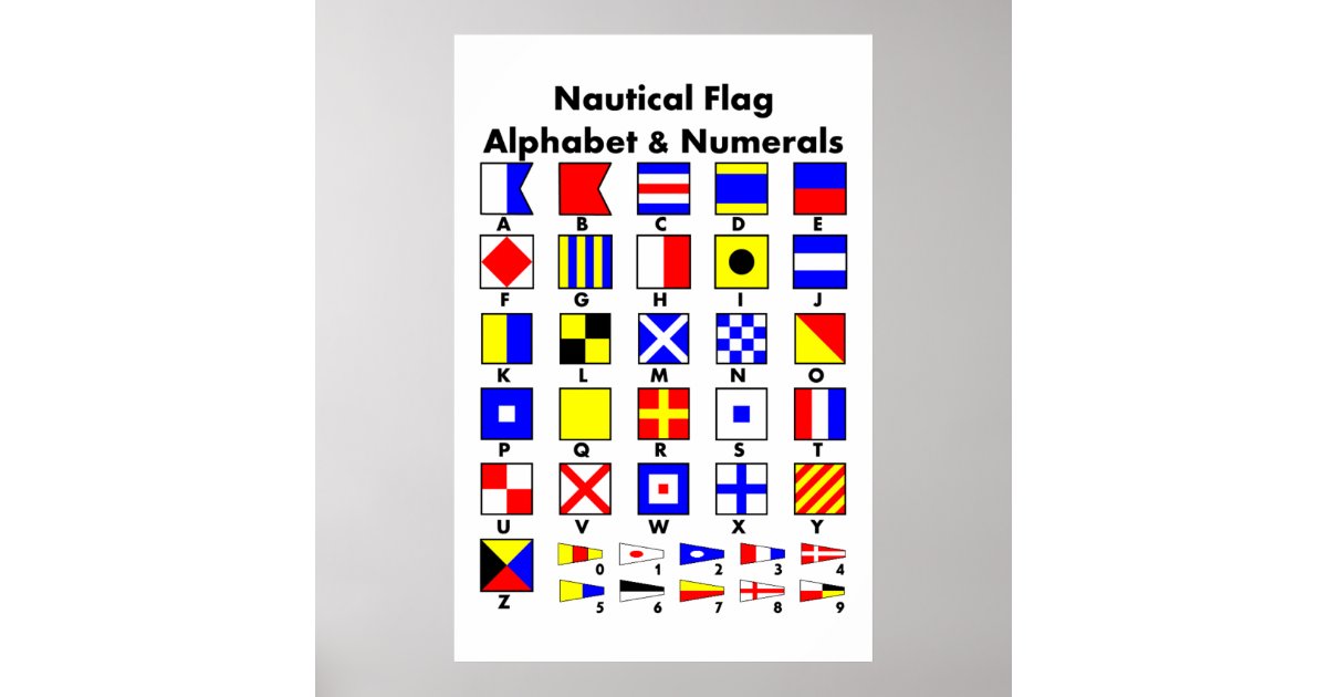 Nautical Flag Alphabet & Numerals Poster | Zazzle