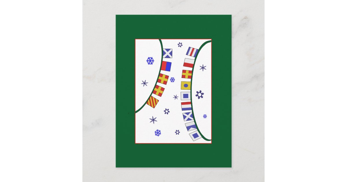 Nautical Flag Merry Christmas Postcard | Zazzle