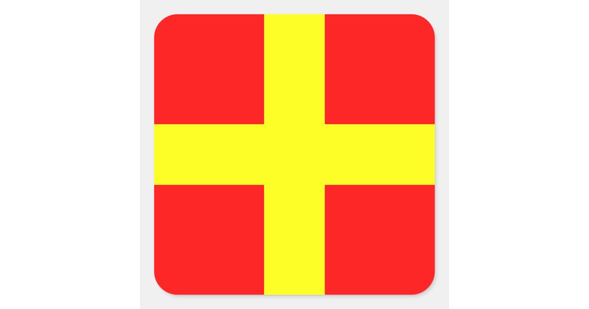 Nautical Flag Signal Letter R (Romeo) Square Sticker | Zazzle