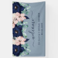 Nautical Flowers Navy Blue and Blush Pink Welcome Banner | Zazzle