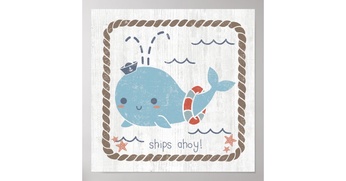 Nautical Friends - Whale Poster | Zazzle