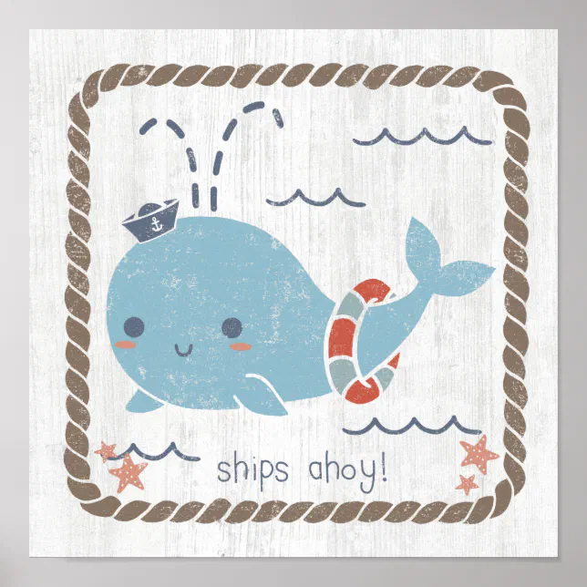 Nautical Friends - Whale Poster | Zazzle