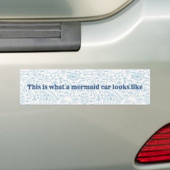 Nautical funny mermaid light blue bumper sticker | Zazzle