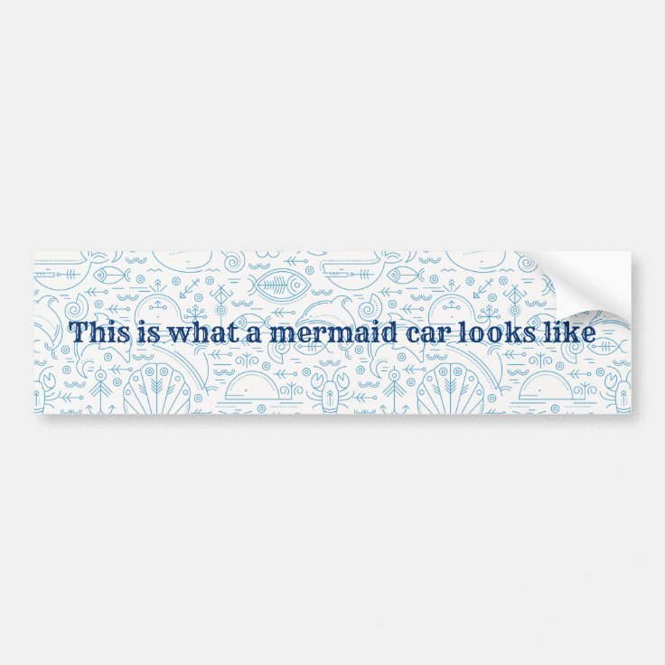 Nautical funny mermaid light blue bumper sticker | Zazzle