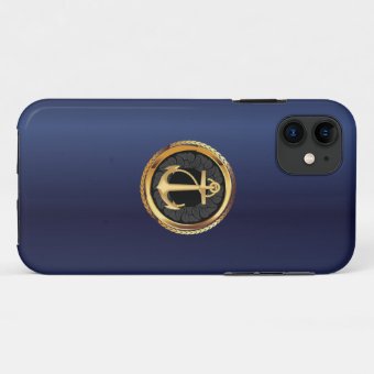 Nautical Gold Anchor Navy Blue iPhone 5 Case | Zazzle