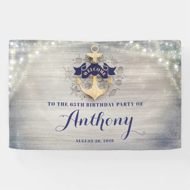 Nautical Golden Anchor Party Welcome Sign | Zazzle