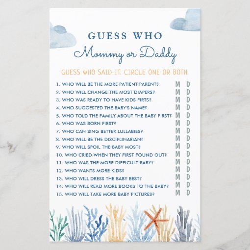 Nautical Guess Who Baby Shower Game | Zazzle