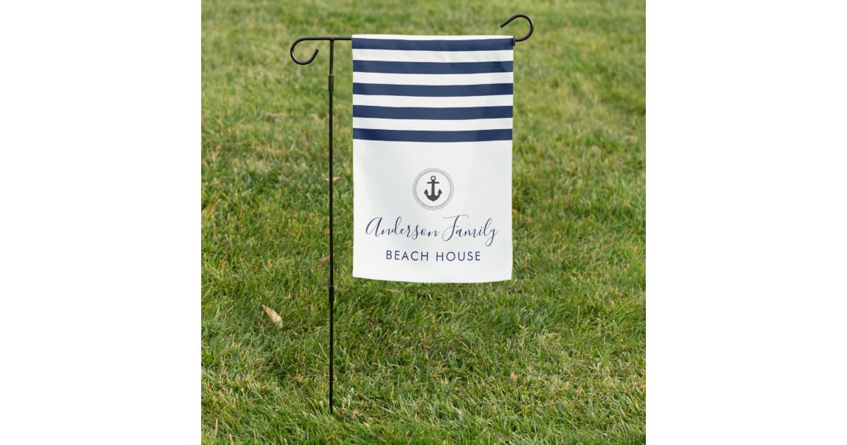 Nautical Handwritten Family Beach House Garden Flag | Zazzle
