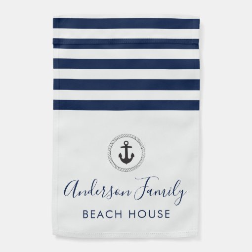 Nautical Handwritten Family Beach House Garden Flag | Zazzle