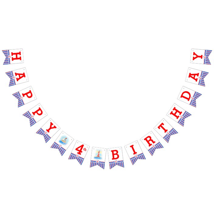 Nautical Happy Birthday kids age bunting Bunting Flags | Zazzle.com