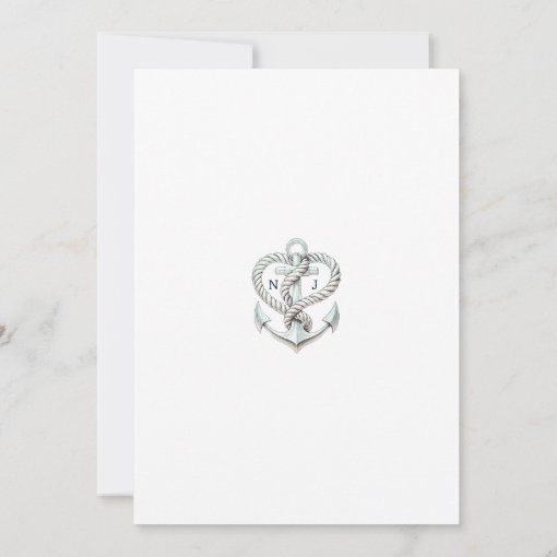 Nautical Heart Rope Anchor Coastal Wedding Invitation | Zazzle