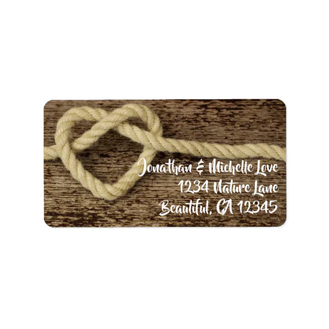 Nautical Heart Shaped Rope Wood Background Address Label | Zazzle