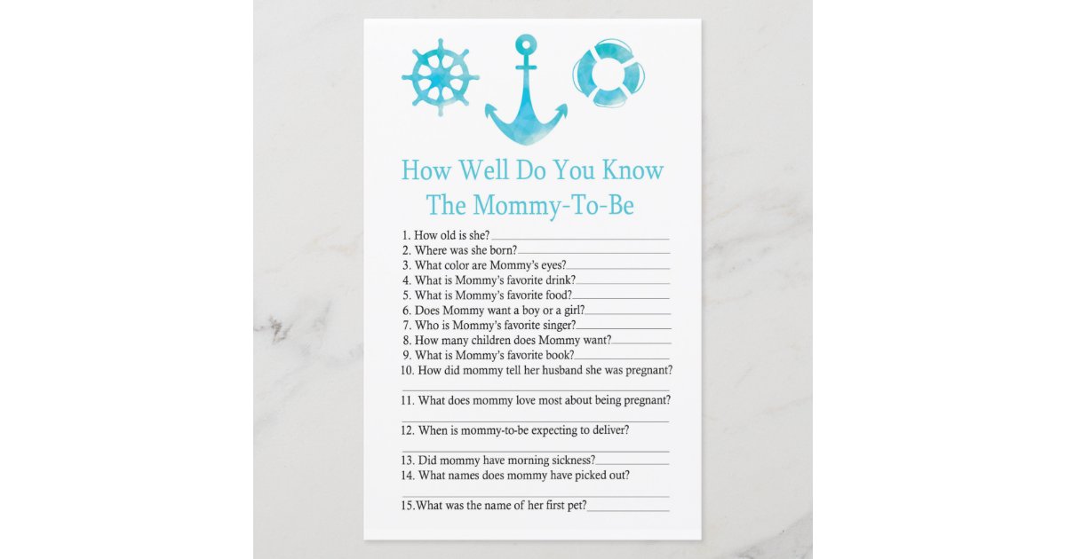Nautical How well do you know baby shower game | Zazzle
