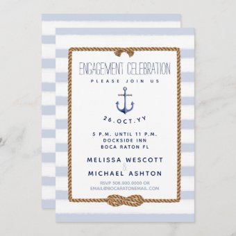 Nautical Infinity Knot Blue & White Engagement Invitation | Zazzle