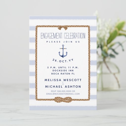 Nautical Infinity Knot Blue & White Engagement Invitation | Zazzle
