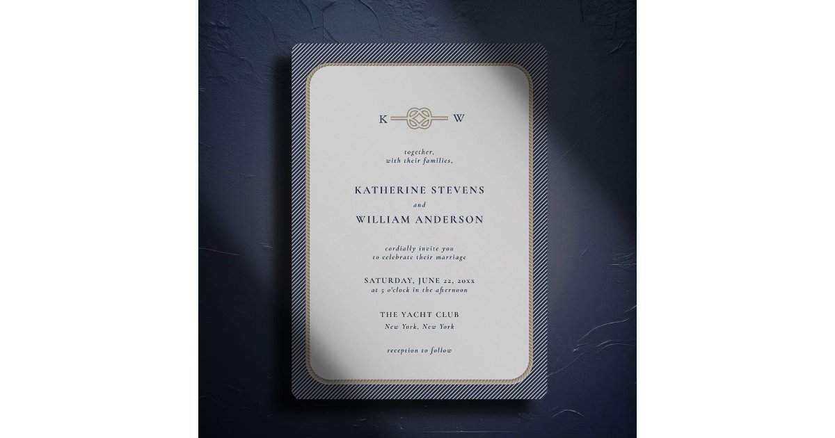 Nautical Infinity Knot Monograms Elegant Wedding Invitation | Zazzle