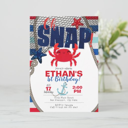 Nautical invitation, Crab Invitation for Birthday | Zazzle