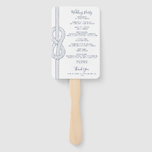 Nautical Knot Modern Script Wedding Hand Fan | Zazzle