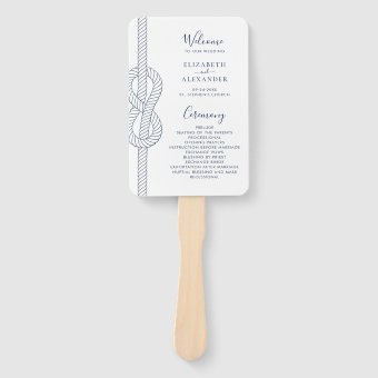 Nautical Knot Modern Script Wedding Hand Fan | Zazzle