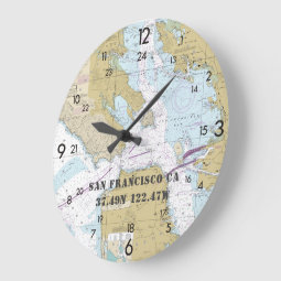 Nautical Latitude Longitude San Francisco 24-Hour Large Clock | Zazzle