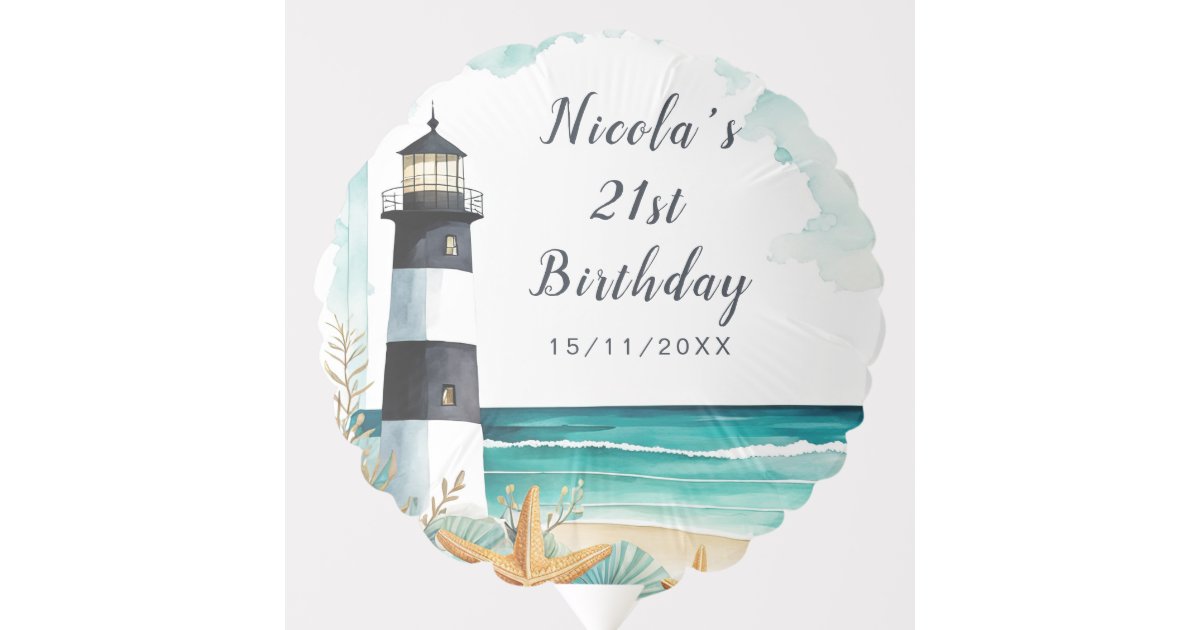 Nautical Lighthouse Birthday Balloon | Zazzle